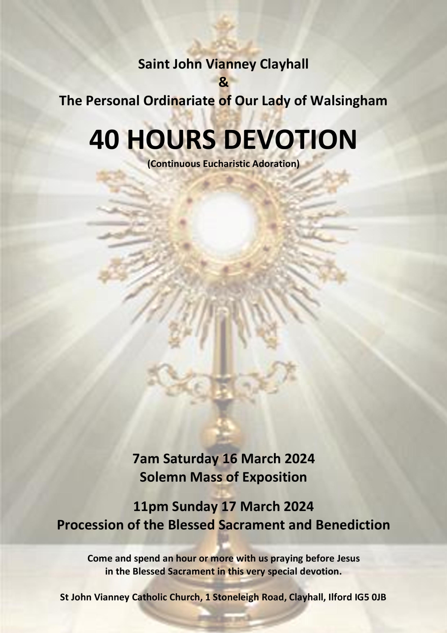 Join Clayhall Parish for a special 40 hours devotion weekend - Brentwood Diocese